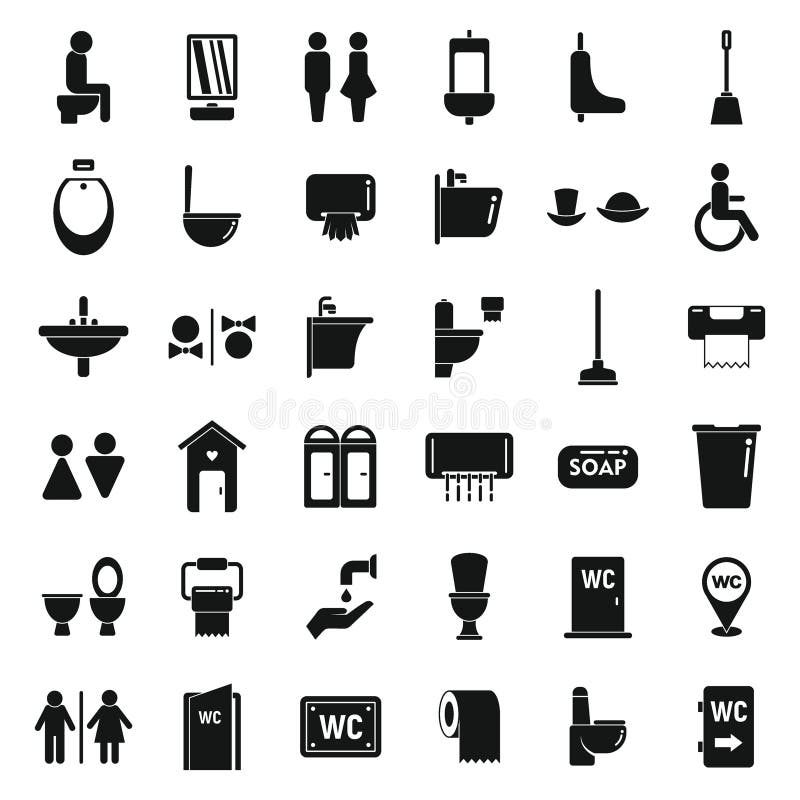 Wc Icons Set Simple Vector. Toilet Sign Stock Vector - Illustration of ...