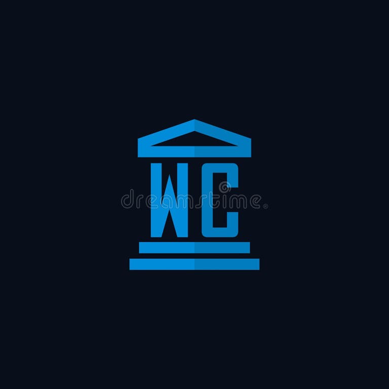 WC Initial Logo Monogram with Simple Courthouse Building Icon Design ...
