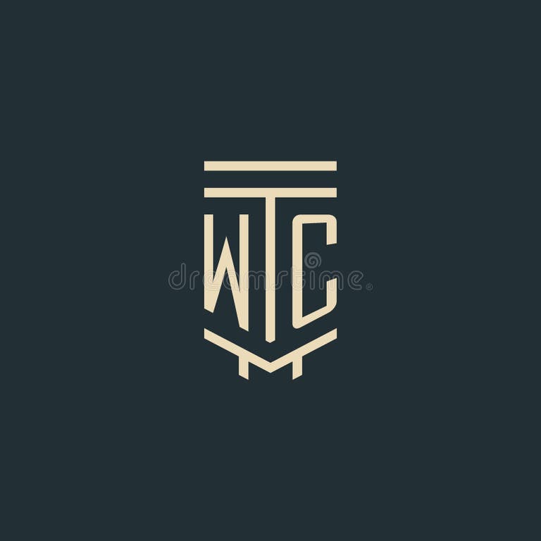 WC Initial Monogram with Simple Line Art Pillar Logo Designs Stock ...