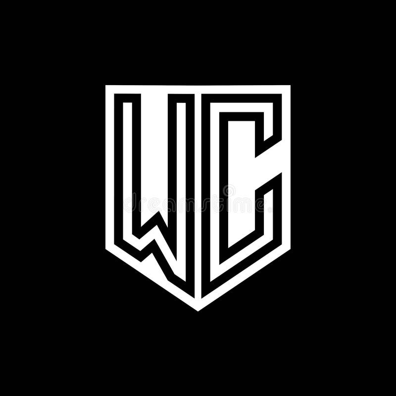 WC Logo Monogram Shield Geometric Black Line Inside White Shield Color ...