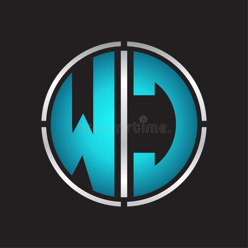 WC Logo Initial with Circle Line Cut Design Template on Blue Colors ...