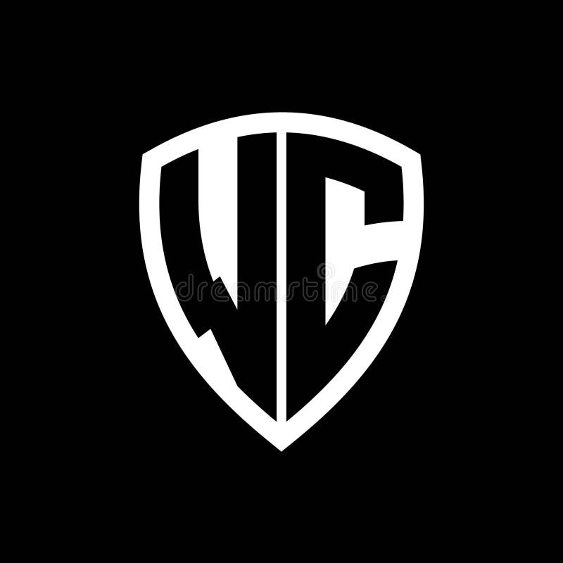 WC Monogram Logo with Bold Letters Shield Shape with Black and White ...
