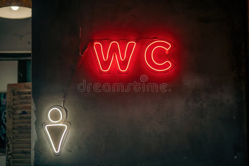 WC Neon with Romantic Red, Chilling Place Stock Image - Image of ...