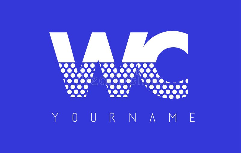 WC W C Dotted Letter Logo Design with Blue Background. Stock Vector ...