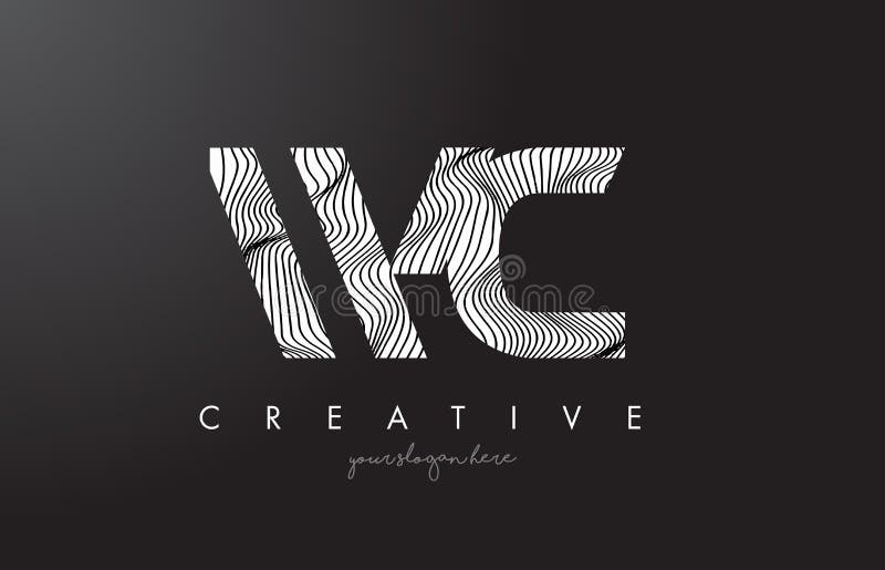 WC W C Letter Logo with Zebra Lines Texture Design Vector. Stock Vector ...