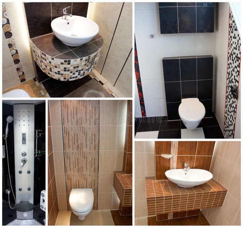 Toiletten WC collage stock afbeelding. Image of handvat - 18636409