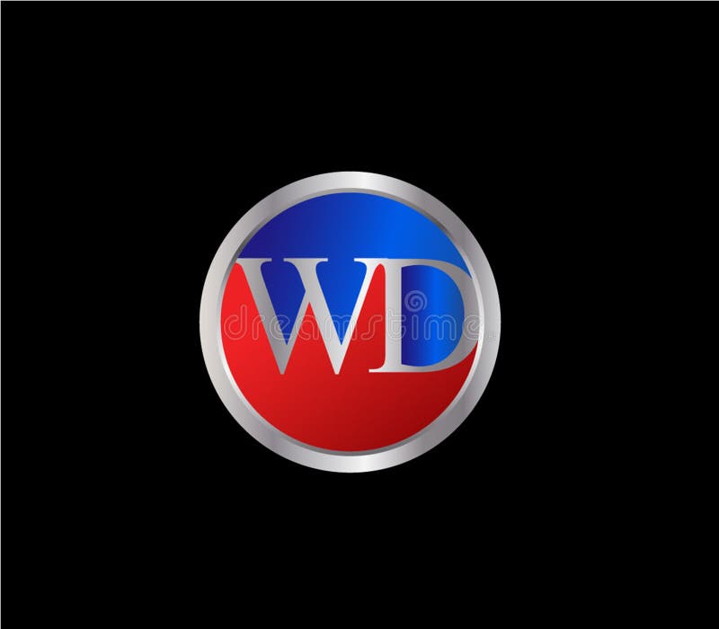 WD Initial Circle Shape Red Blue Silver Color Later Logo Design Stock ...