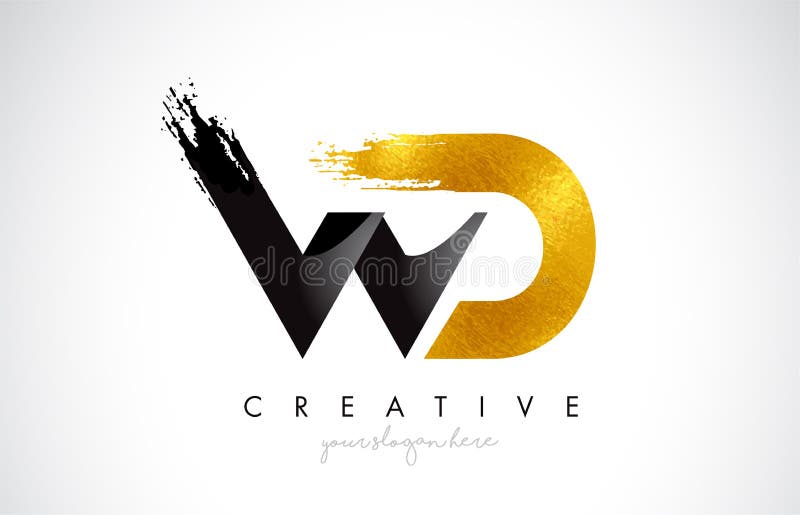 WD Letter Design with Brush Stroke and Modern 3D Look Stock Vector ...