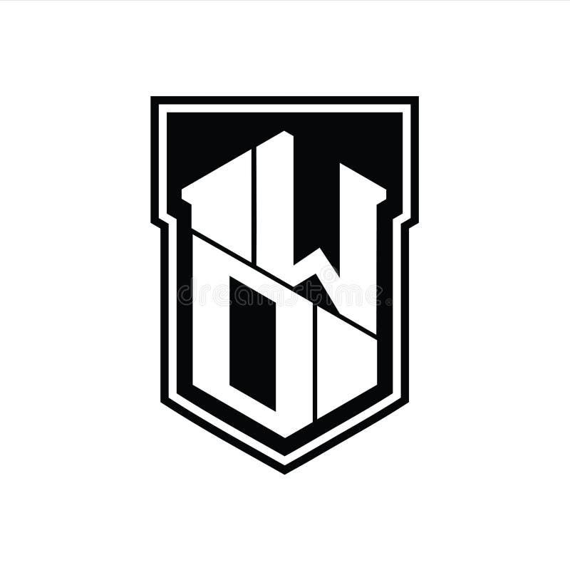 WD Logo Monogram Hexagon Geometric Up and Down Inside Shield Isolated ...