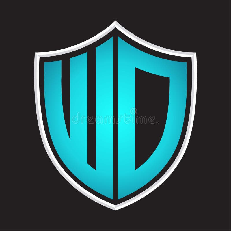 WD Logo Monogram with Shield Shape Isolated Blue Colors on Outline ...