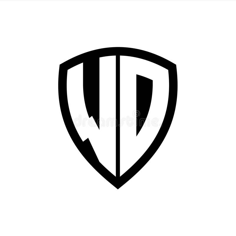 WD Monogram Logo with Bold Letters Shield Shape with Black and White ...