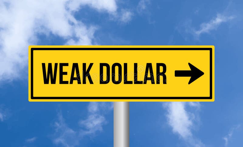 Weak Dollar Road Sign on Cloudy Sky Background Stock Photo - Image of ...