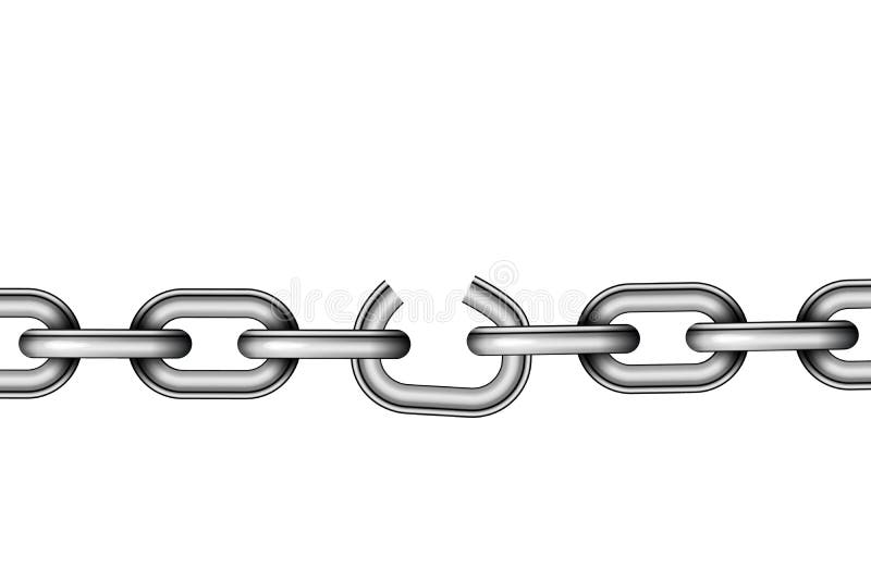 Weak Link in Glossy Metallic Chain on White Stock Illustration ...