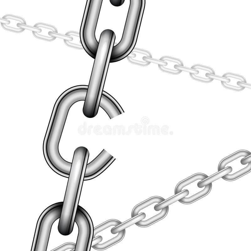Weak Link in Glossy Metallic Chain on White, Conceptual Illustration ...