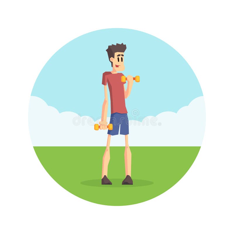 Weak man lifting weight stock vector. Illustration of weight - 61213709