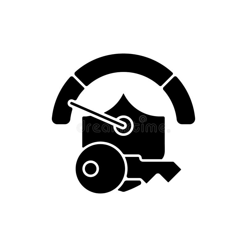 Weak Password Black Glyph Icon Stock Vector - Illustration of lock ...