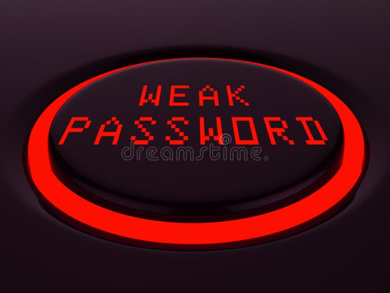 Weak Password Button Shows Online Vulnerability and Internet Threat ...