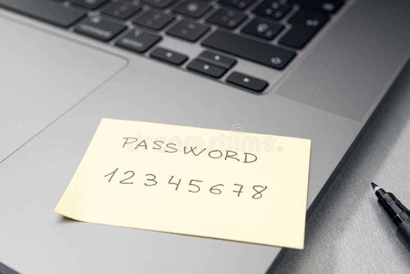 Weak password concept stock photo. Image of notepad - 256674342