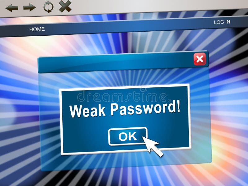 Weak Password Webpage Shows Online Vulnerability and Internet Threat ...
