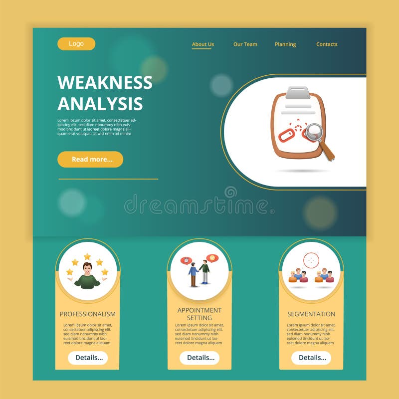 Weakness Analysis Flat Landing Page Website Template. Professionalism ...