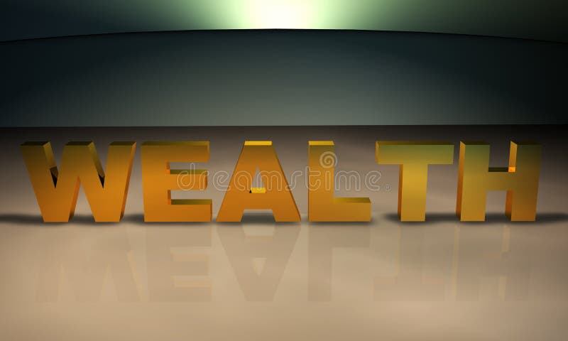Wealth 3D Text in gold stock illustration. Illustration of bond - 8836203