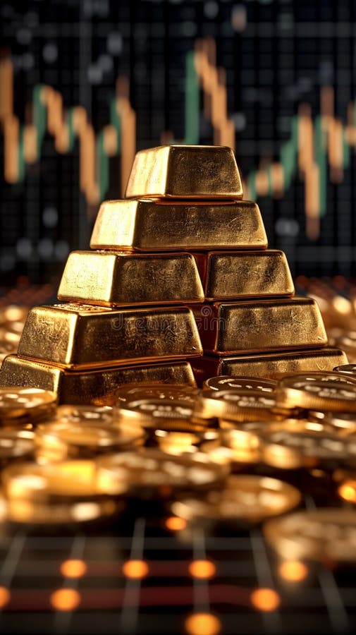 Wealth Accumulation Gold Stack on a Dynamic Stock Market Graph Stock ...