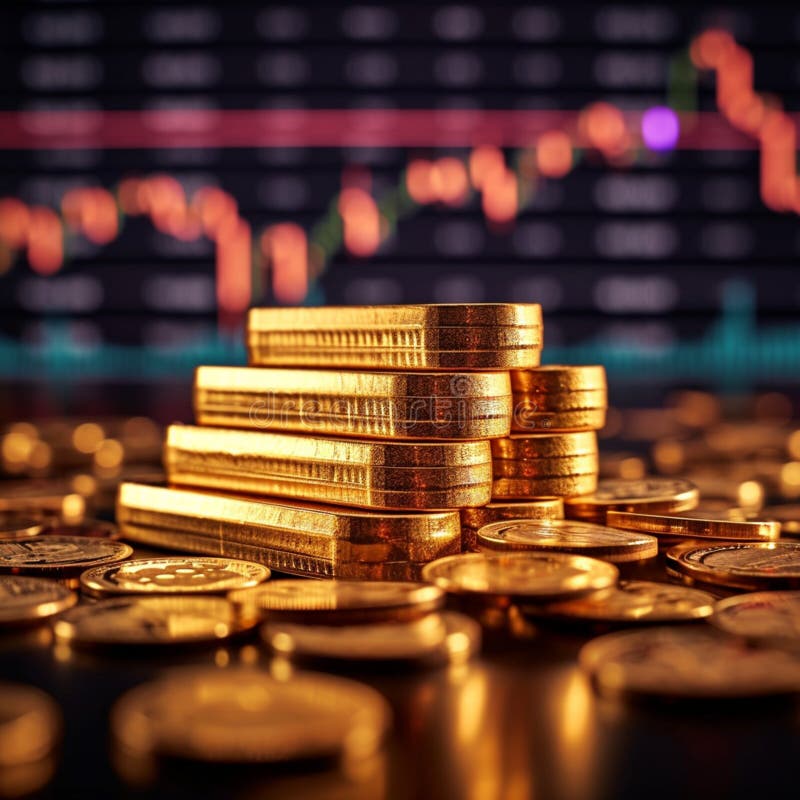 Wealth Accumulation Gold Stack on a Dynamic Stock Market Graph Stock ...