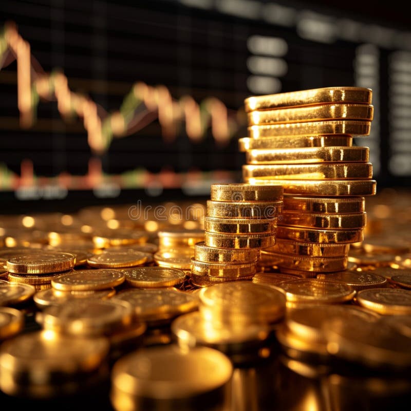 Wealth Accumulation Gold Stack on a Dynamic Stock Market Graph Stock ...