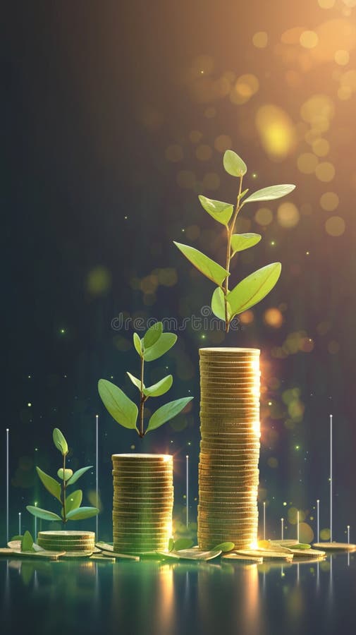 Wealth Evolution Money Coin Stack Grows, Illustrating Finance and ...