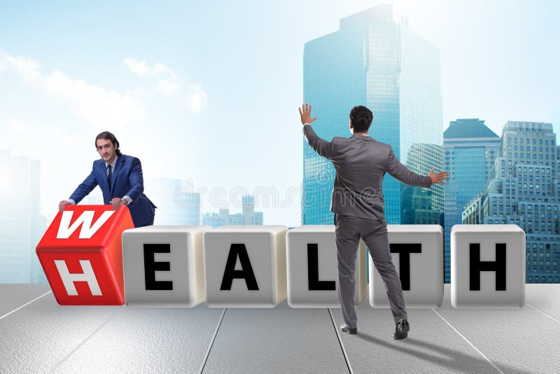 Wealth is Health Concept with Businessman Stock Illustration ...