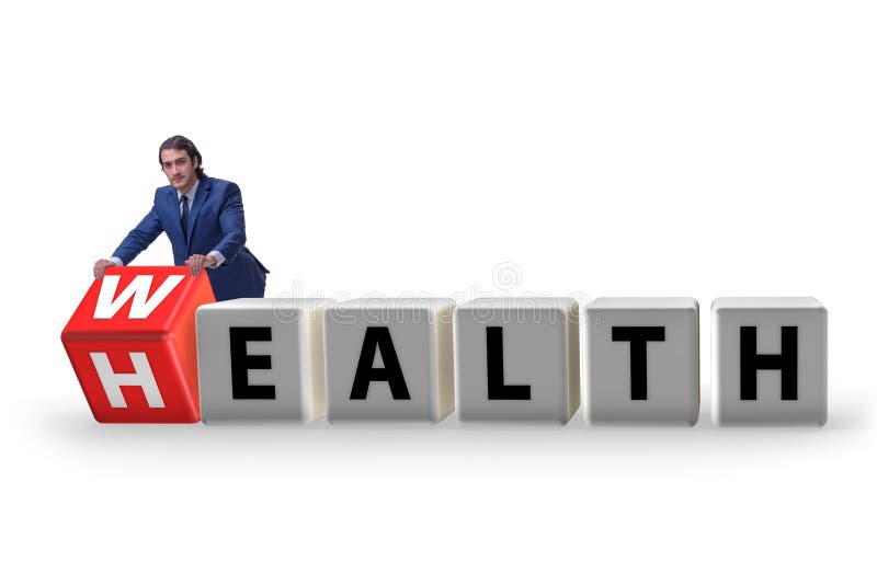 Wealth is Health Concept with Businessman Stock Illustration ...