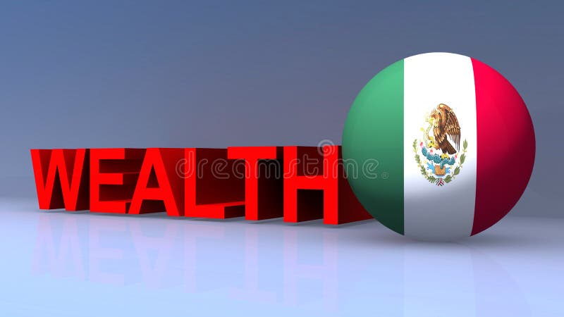 Wealth with Mexico Flag on Blue Stock Illustration - Illustration of ...
