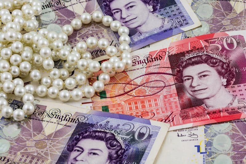 Wealth, Pound Sterling Banknotes and Real Pearls Editorial Stock Photo ...