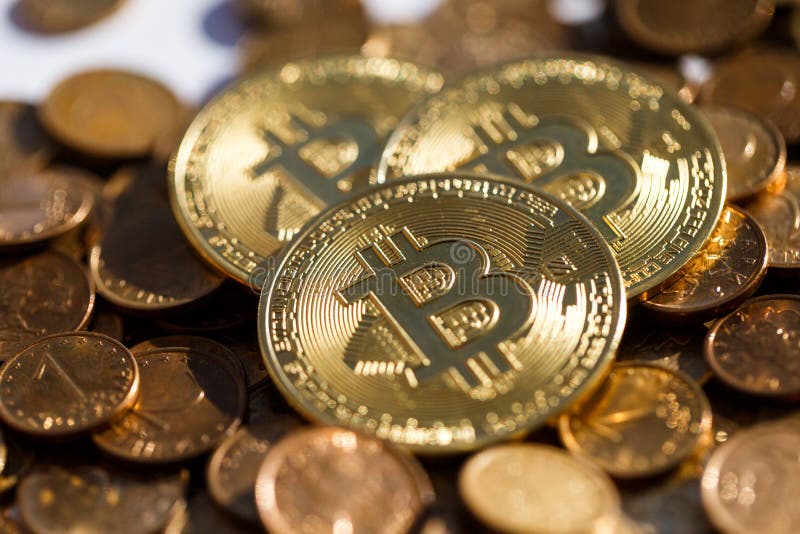 The Wealth of Real Capital. Bitcoin Gold Coins Stock Image - Image of ...