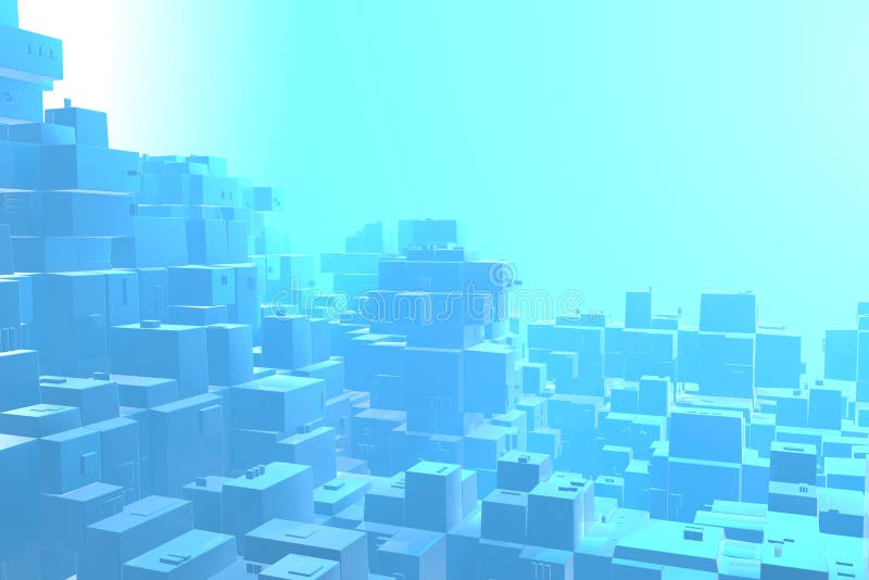 Wealth Rich Concept Idea Of Blue City At Sunset Rays Abstract Space ...