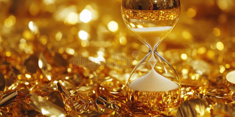 Wealth and Time: Golden Hour and Gold Coins Background Stock Photo ...