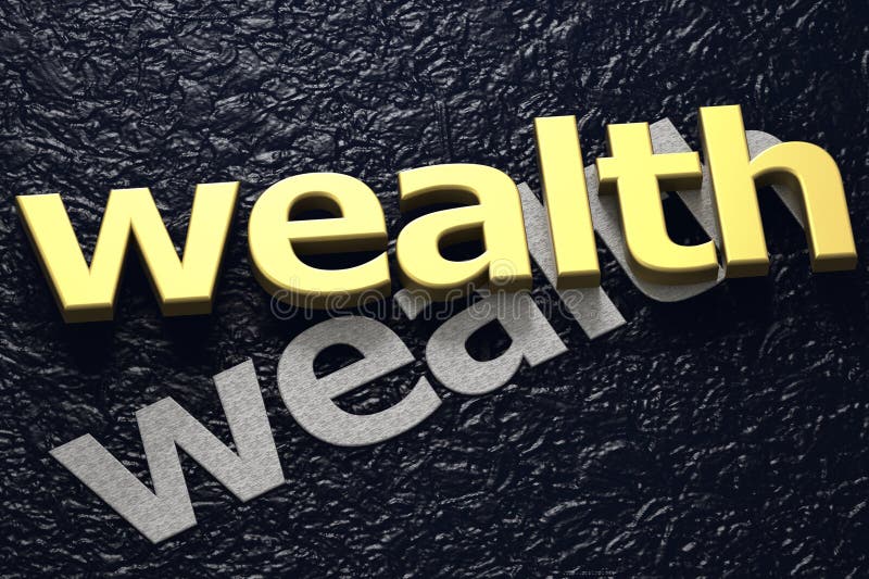 Wealth Word Isolated on Black Background Stock Illustration ...