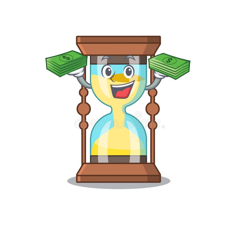 A Wealthy Chronometer Cartoon Character Having Money on Hands Stock ...