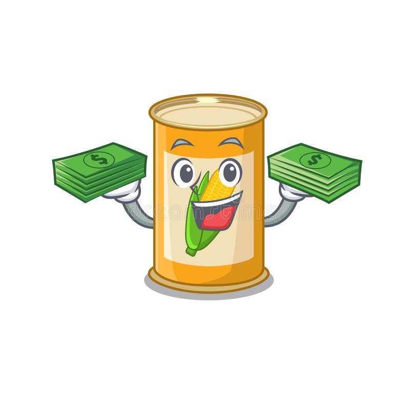 A Wealthy Corn Tin Cartoon Character with Much Money Stock Vector ...