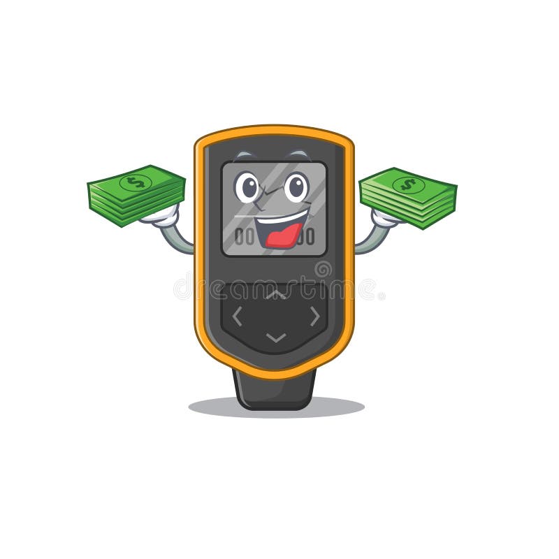 A Wealthy Dive Computer Cartoon Character Having Much Money on Hands ...