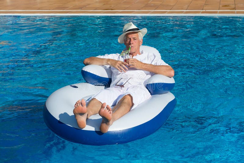 Senior Man With Cocktail Drink At The Beach Stock Image - Image of ...