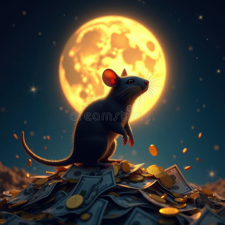 Wealthy Mouse Under the Moonlight Stock Illustration - Illustration of ...