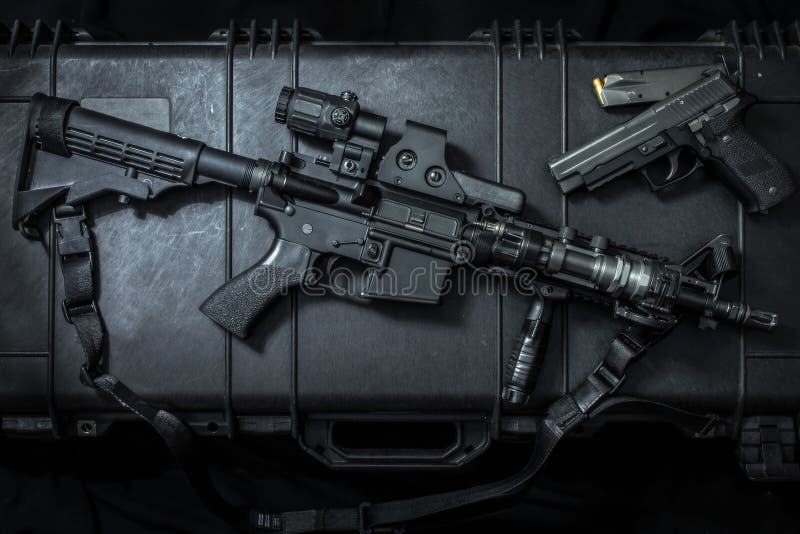 Weapon assault rifle stock image. Image of army, bulldozer - 87976031