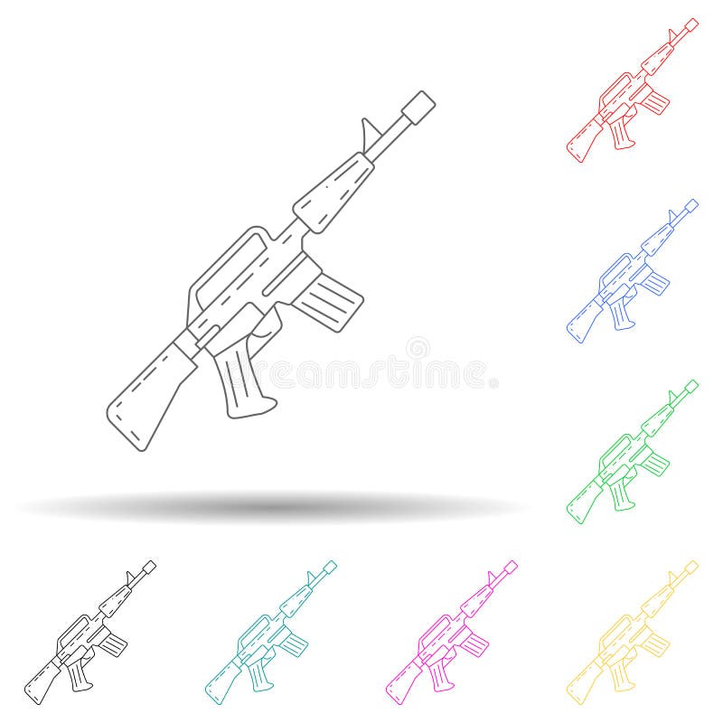 Weapon Automatic Multi Color Set Icon Simple Thin Line Outline Vector Of Army Icons For Ui And