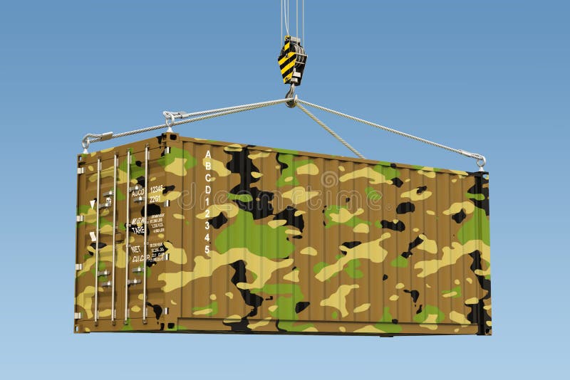 Weapon Delivery Concept. Military Container Hanging on the Crane Stock ...