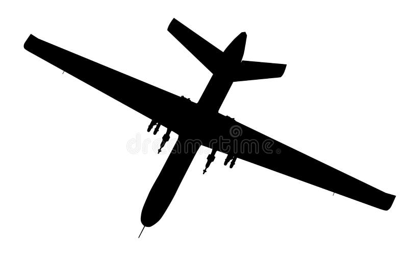 Black Silhouette of Military Drone. Top, Front and Side View Stock ...