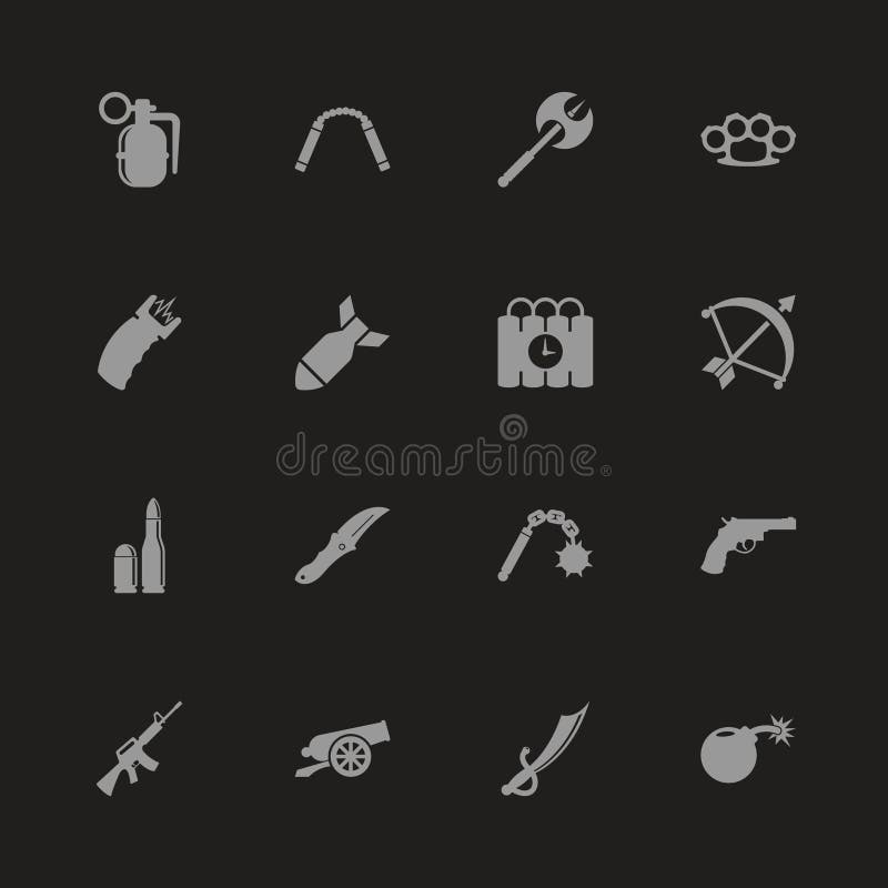 Weapon - Flat Vector Icons stock vector. Illustration of nunchuck ...