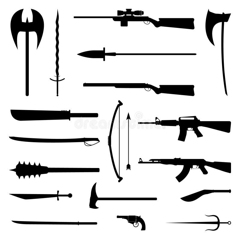 18 Weapon Icon. Medieval and Modern. Flat Vector Illustration. Stock ...