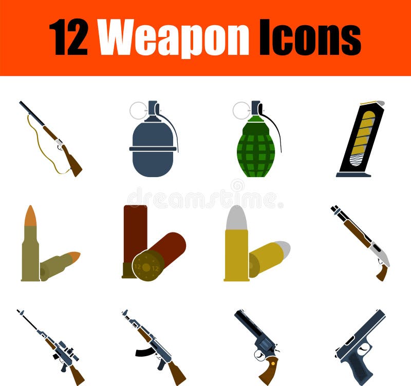 Weapon Icon Set stock vector. Illustration of police - 207635390