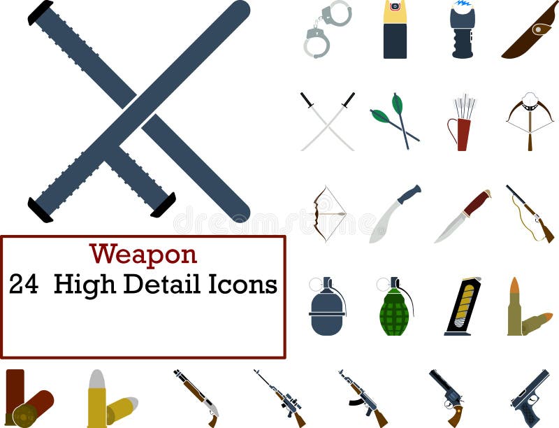 Weapon Icon Set stock vector. Illustration of explosive - 212499747